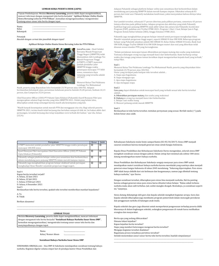 Lembar Kerja Peserta Didik 7S | PDF