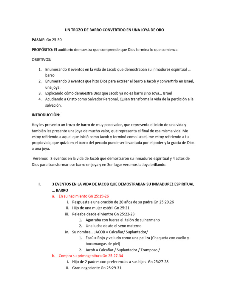 Transformación de Jacob: De barro a joya | PDF | Jacob | Creencia ...