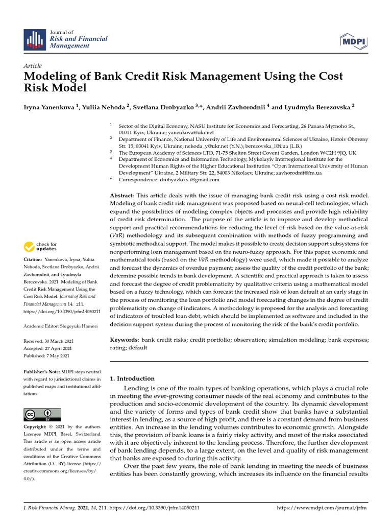 Modeling of Bank Credit Risk M | Download Free PDF | Value At Risk | Risk