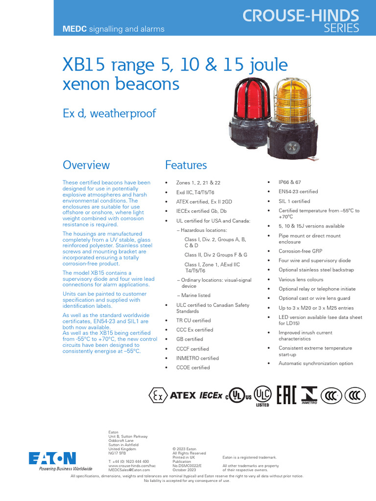 XB15 Xenon Beacons Overview | PDF | Pipe (Fluid Conveyance) | Engineering