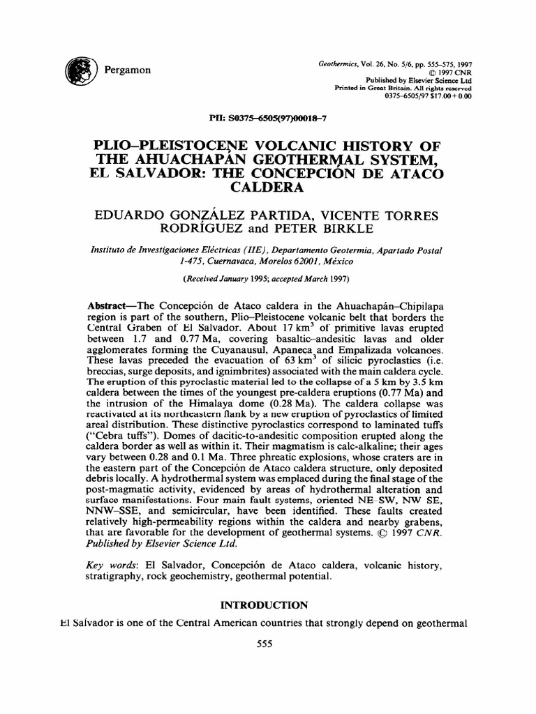 Geothermics 1997 26 5 555-75 | PDF | Volcano | Types Of Volcanic Eruptions