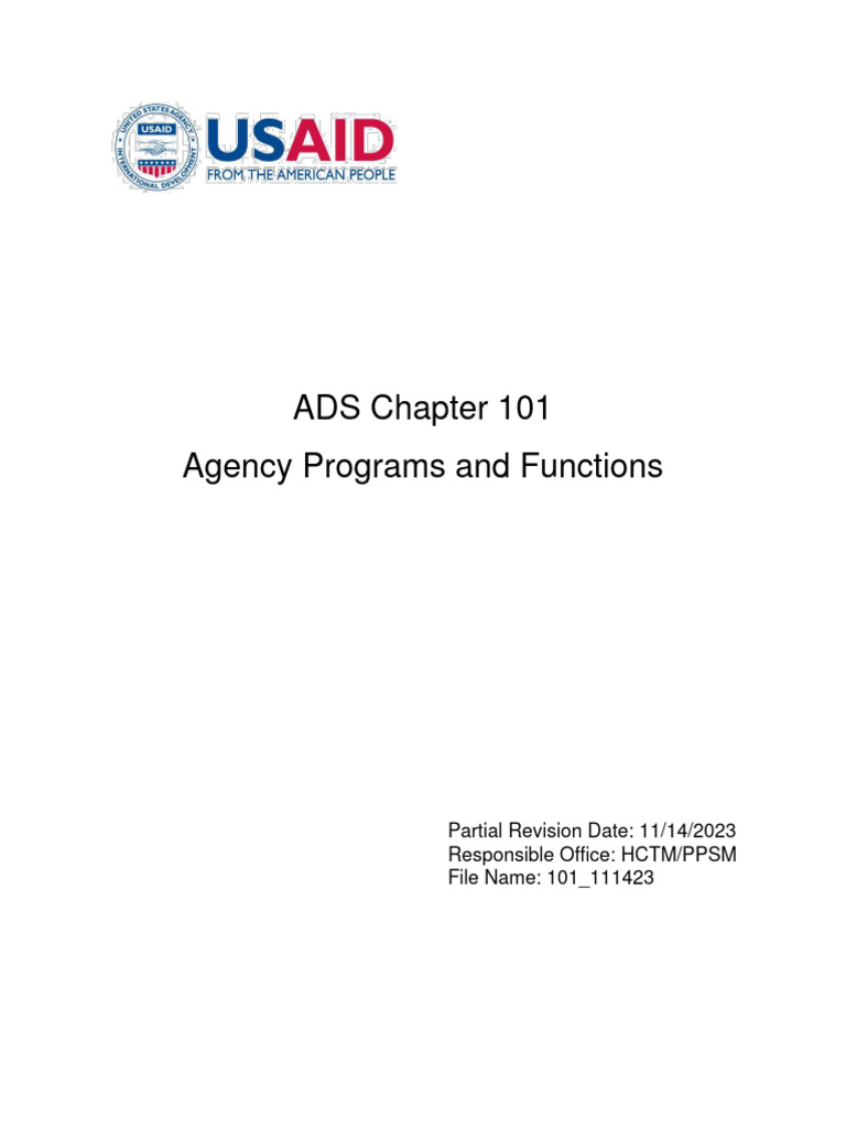 ADS Chapter 101 Agency Programs and Functions | PDF | Equal Employment ...