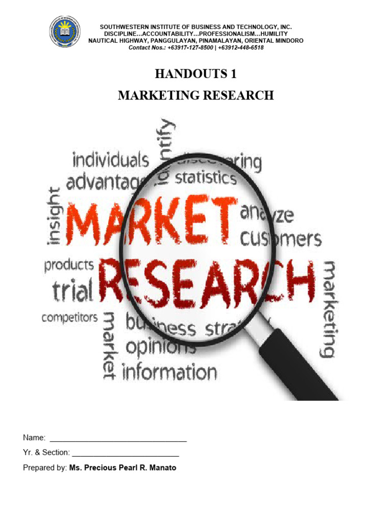 HANDOUTS 1 Marketing Research | PDF | Marketing | Marketing Research
