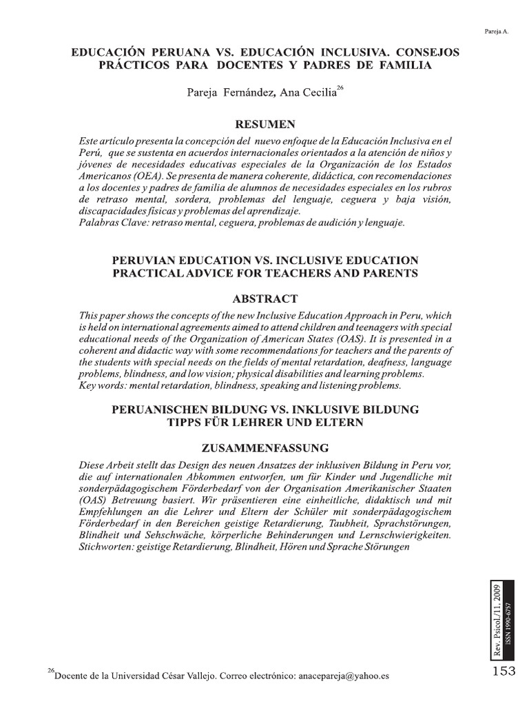 Educ. Peruana - Educ. Inclusiva | PDF