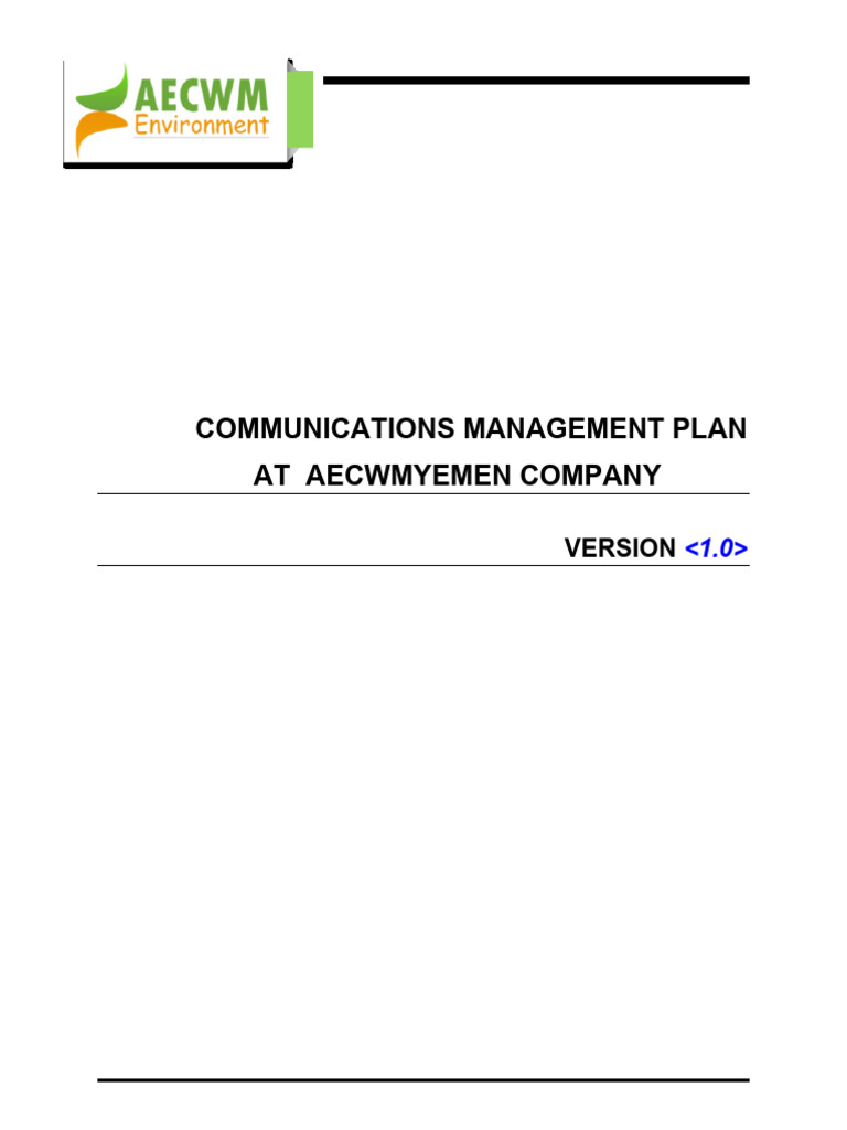 Communications Management Plan | PDF | Communication | Information