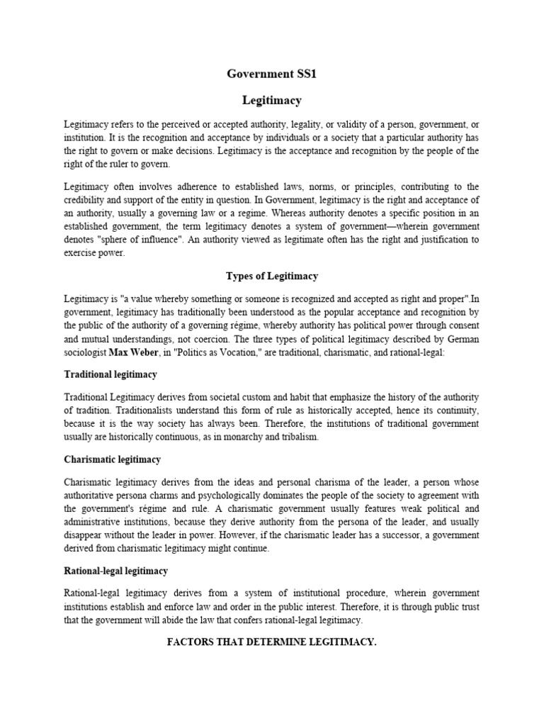 Government SS1-WPS Office | PDF | Legitimacy (Political) | Governance