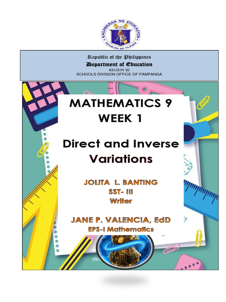 Math - Grade-9 - Q2 - WEEK1 - MODULES1-2-DIRECT & INVERSE VARIATIONS | PDF
