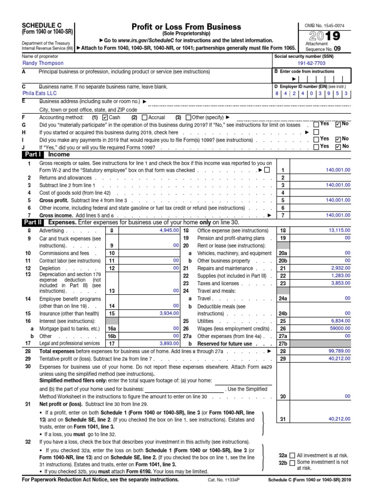 Randy Thompson SCH C 2020 | PDF | Inventory | Expense