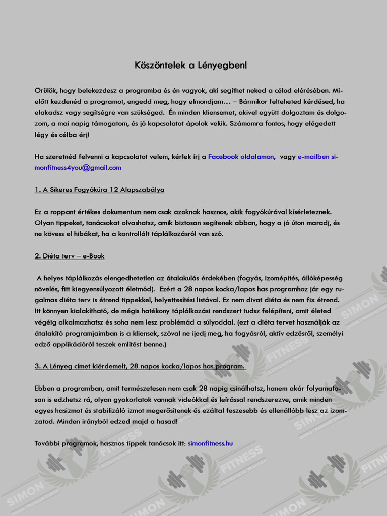 Komplett Kockahas Program Simonfitness | PDF