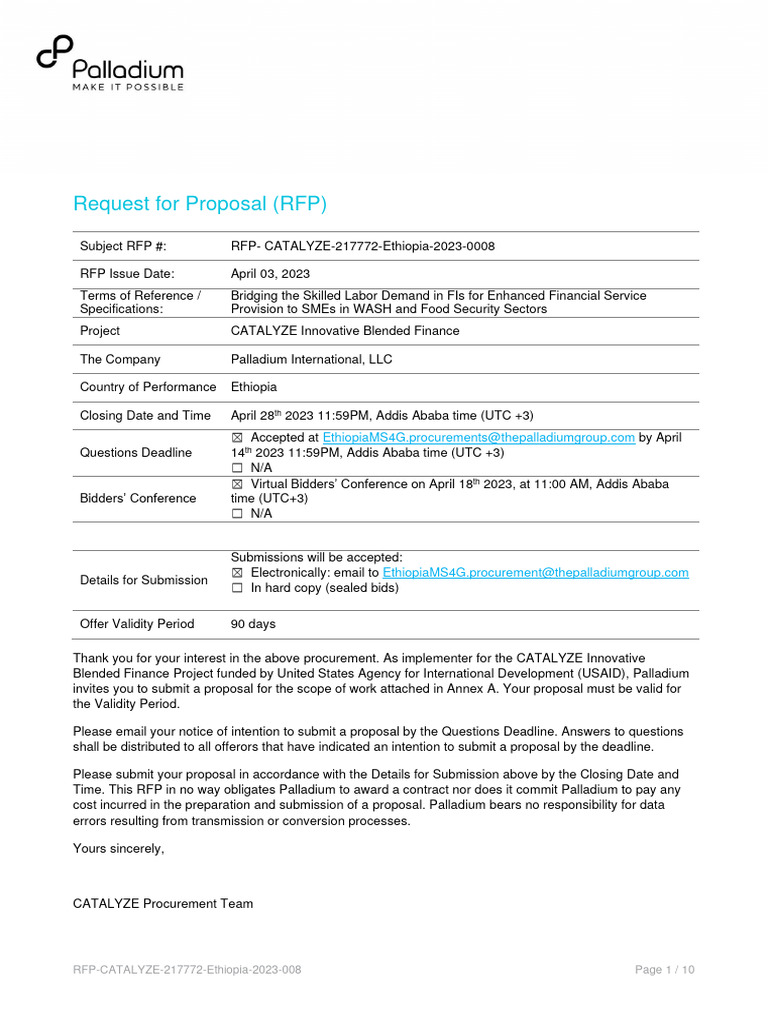 RFP for Skilled Labor in Ethiopia | PDF | Request For Proposal | Small ...