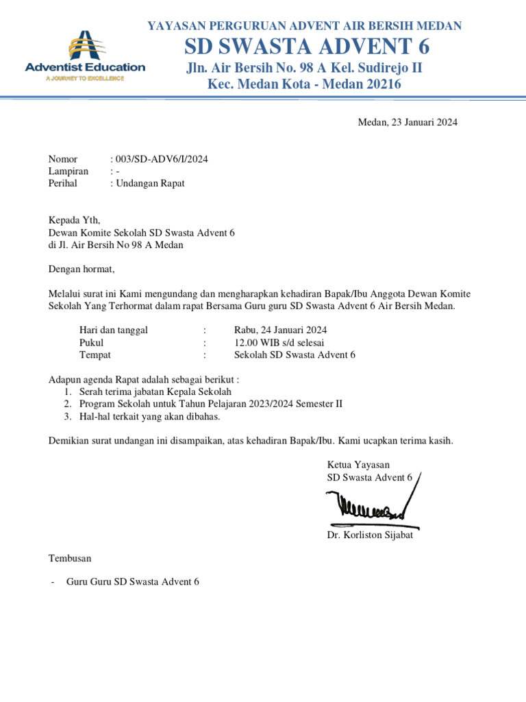 Surat Undangan SD | PDF