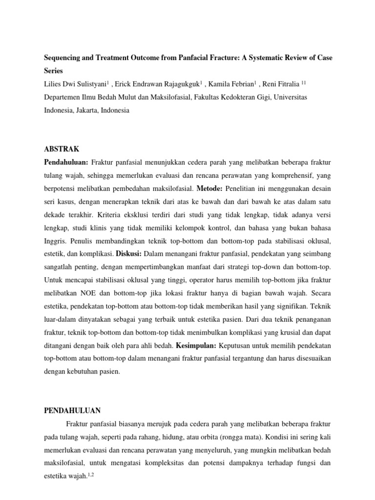 ID Sequencing and Treatment Outcome From Panfacial Fracture - A ...
