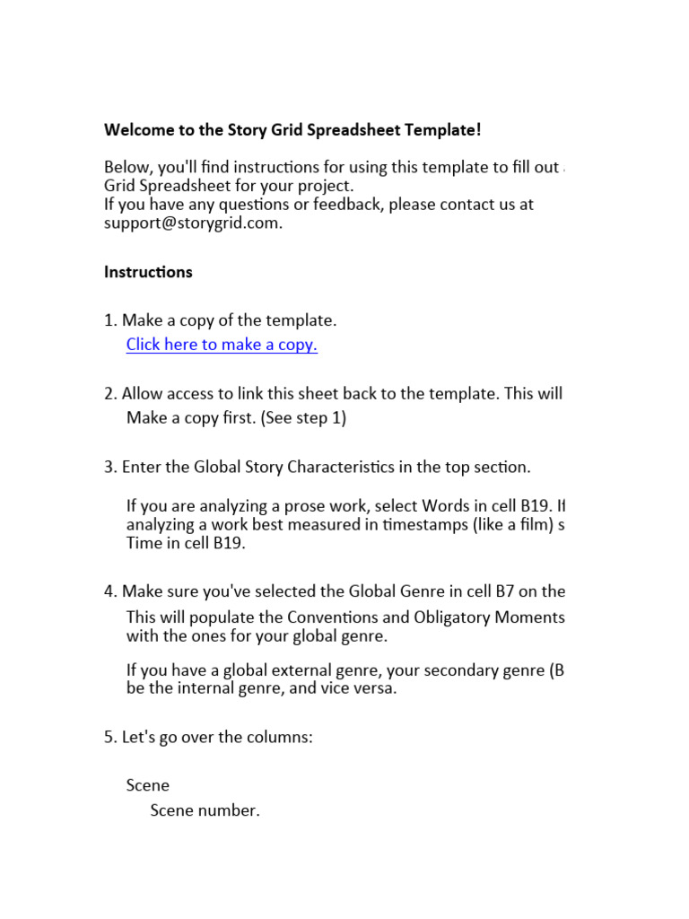 Story Grid Spreadsheet Instructions | PDF | Spreadsheet