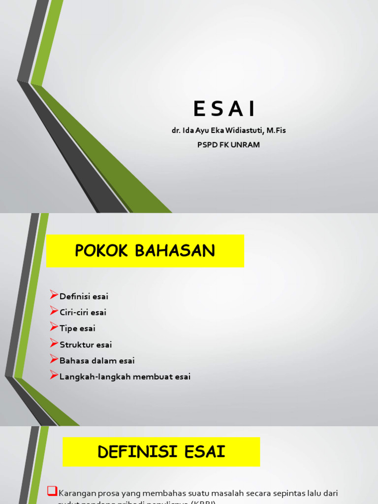 Definisi, Tipe, Dan Struktur ESAI | PDF Definisi, Tipe, Dan Struktur ESAI | PDF