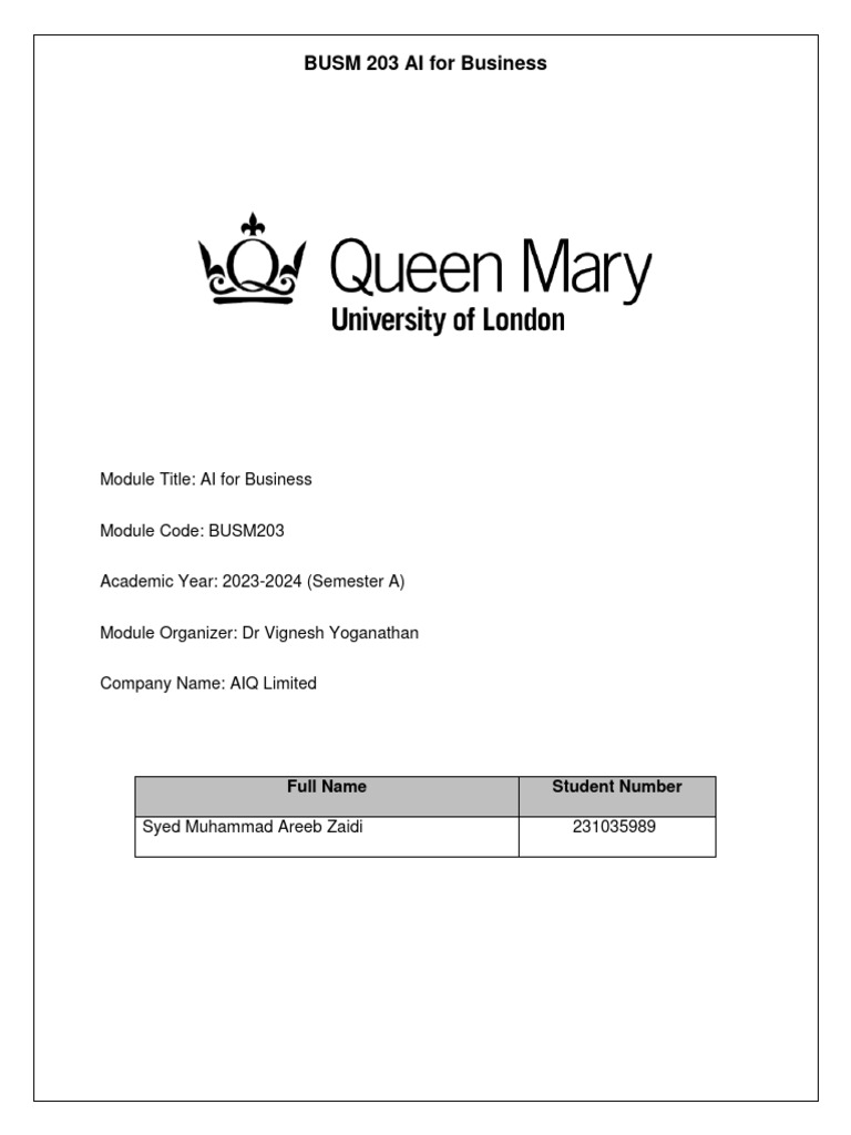 BUSM203 - Syed Muhammad Areeb Zaidi - 231035989 | PDF | Receiver ...