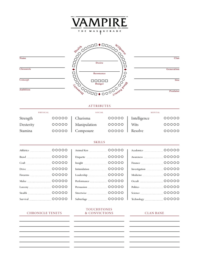 Vampire The Masquerade - Custom Character Sheet | PDF | Vampires
