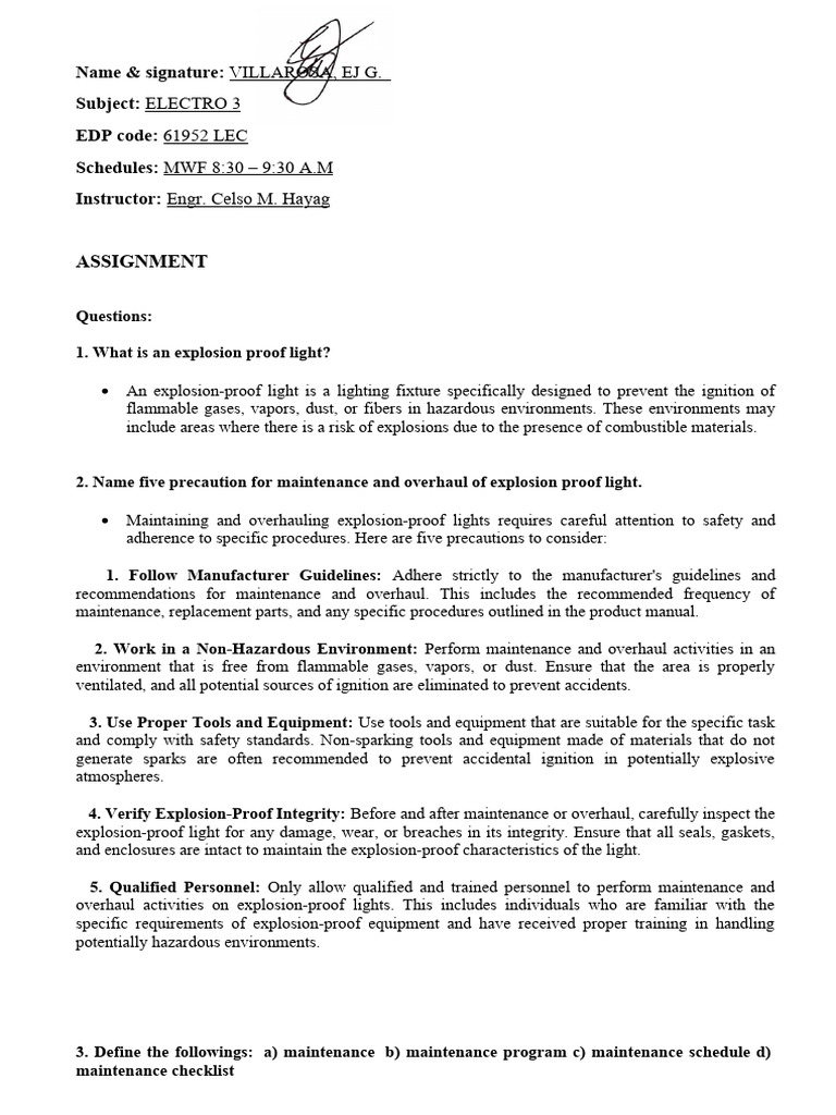 ELECTRO Final Week 14 Assignment 2 VILLAROSA | PDF | Reliability Engineering | Safety