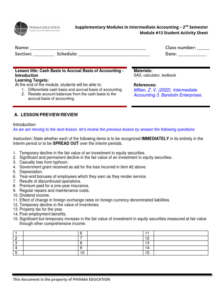 PHI 002 ENG 188 Module 13 SAS Cash Basis To Accrual Basis of Accounting ... PHI 002 ENG 188 Module 13 SAS Cash Basis To Accrual Basis of Accounting ...