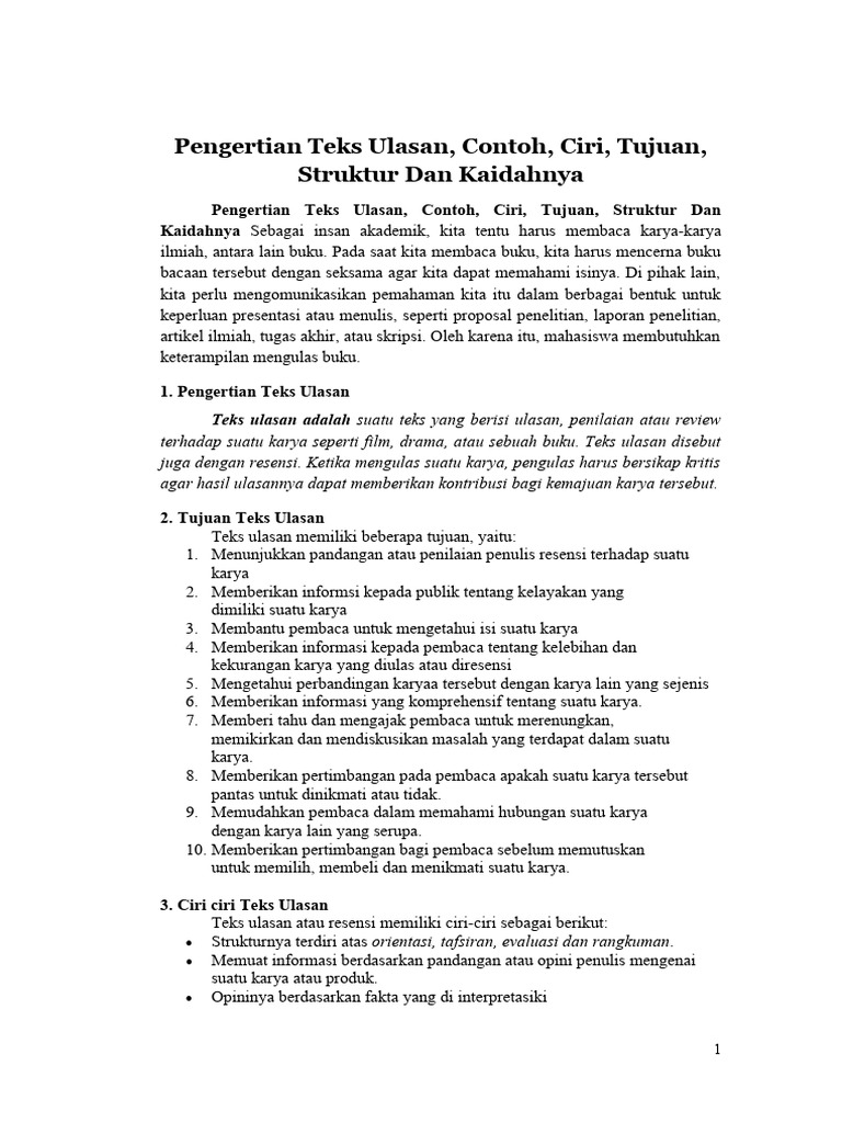 Pengertian Teks Ulasan | PDF