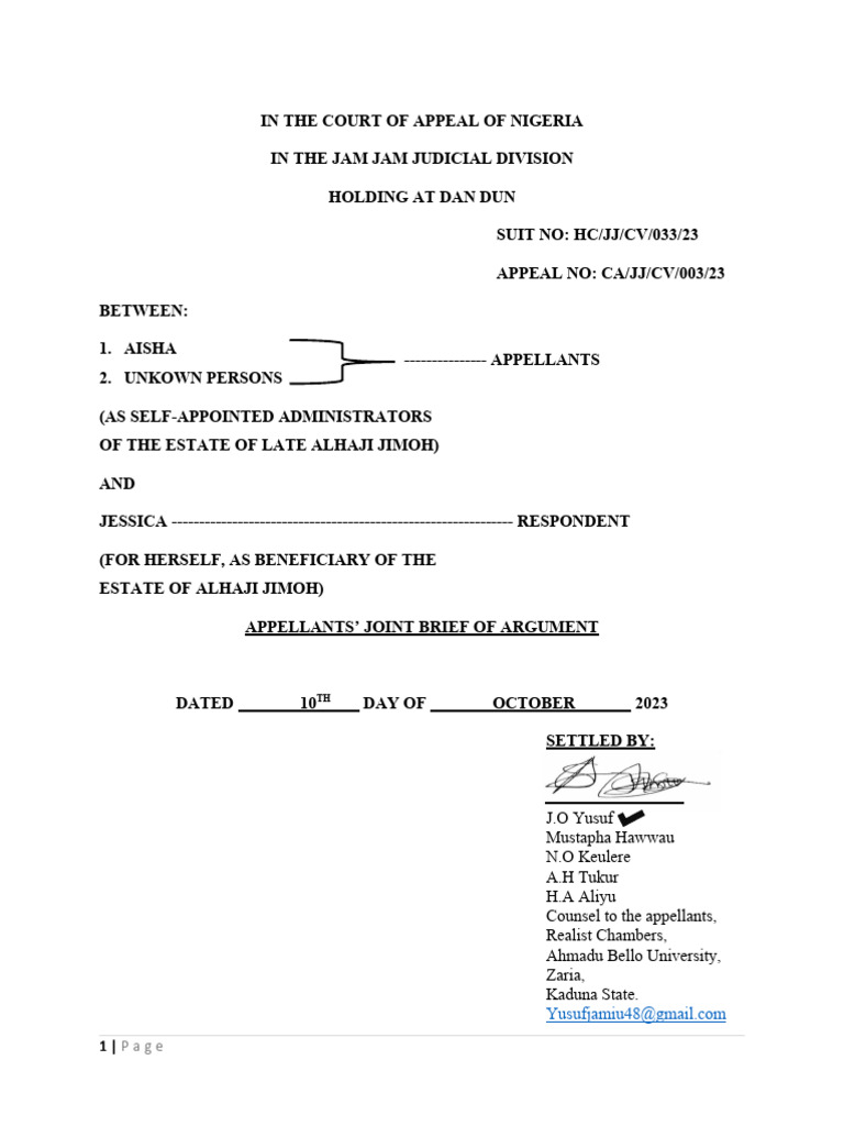 Namlas Appellant Brief-1 | PDF | Appeal | Sharia