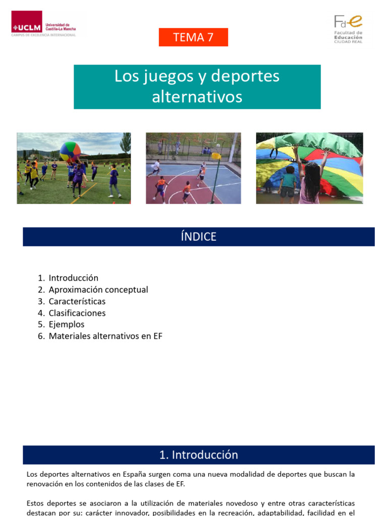 Tema 7. Los Juegos y Deportes Alternativos. | PDF