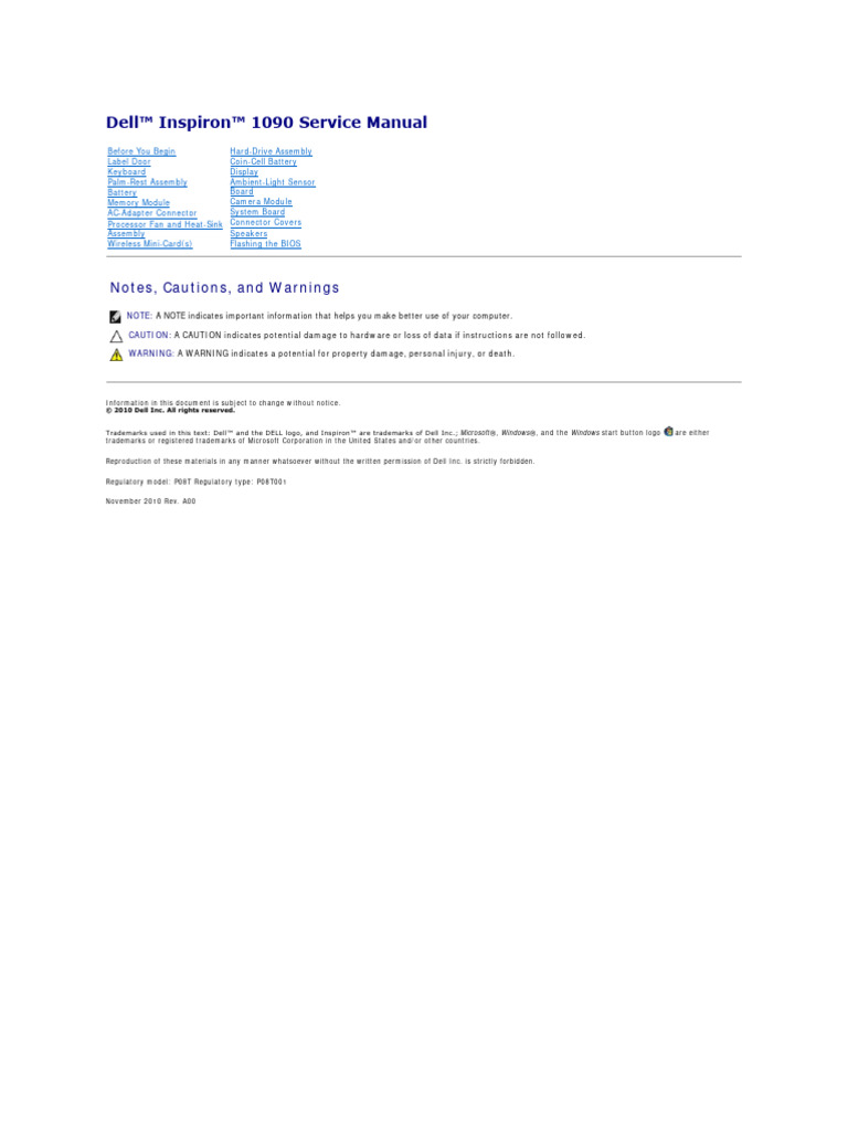 Dell Inspiron-Duo - Service Manual - En-Us | Download Free PDF ...
