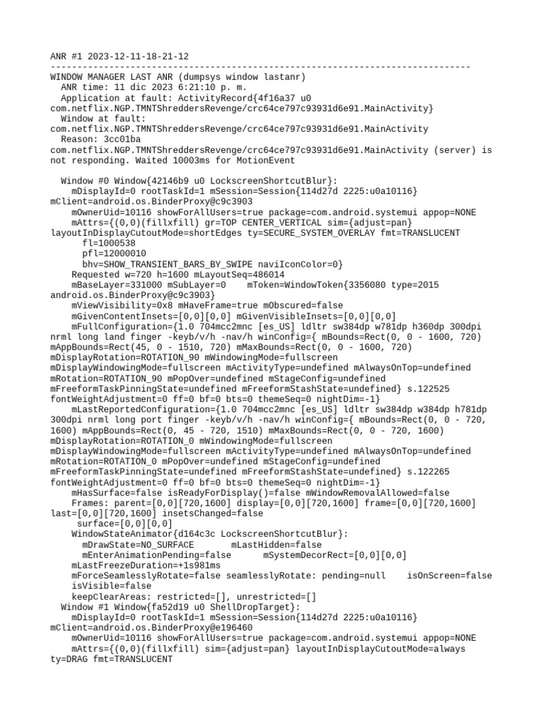 Dumpsys ANR WindowManager | PDF | Computing | Software