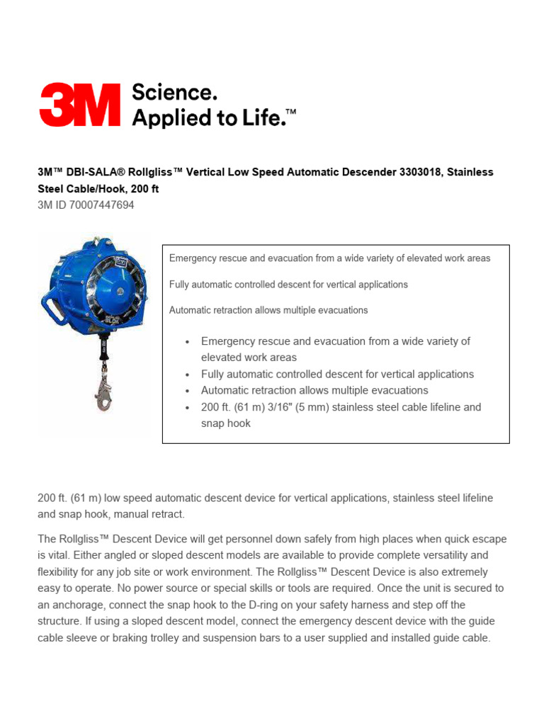 3M DBI-SALA Auto Descender | PDF
