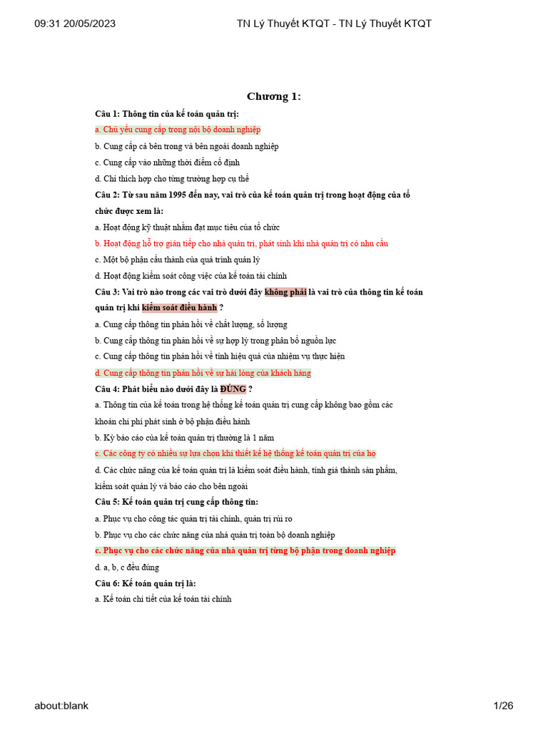 TN Lý Thuyết KTQT TN Lý Thuyết KTQT | PDF