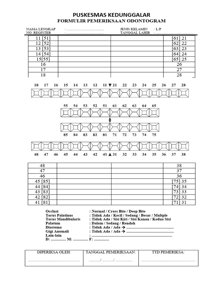 Formulir Pemeriksaan Odontogram | PDF
