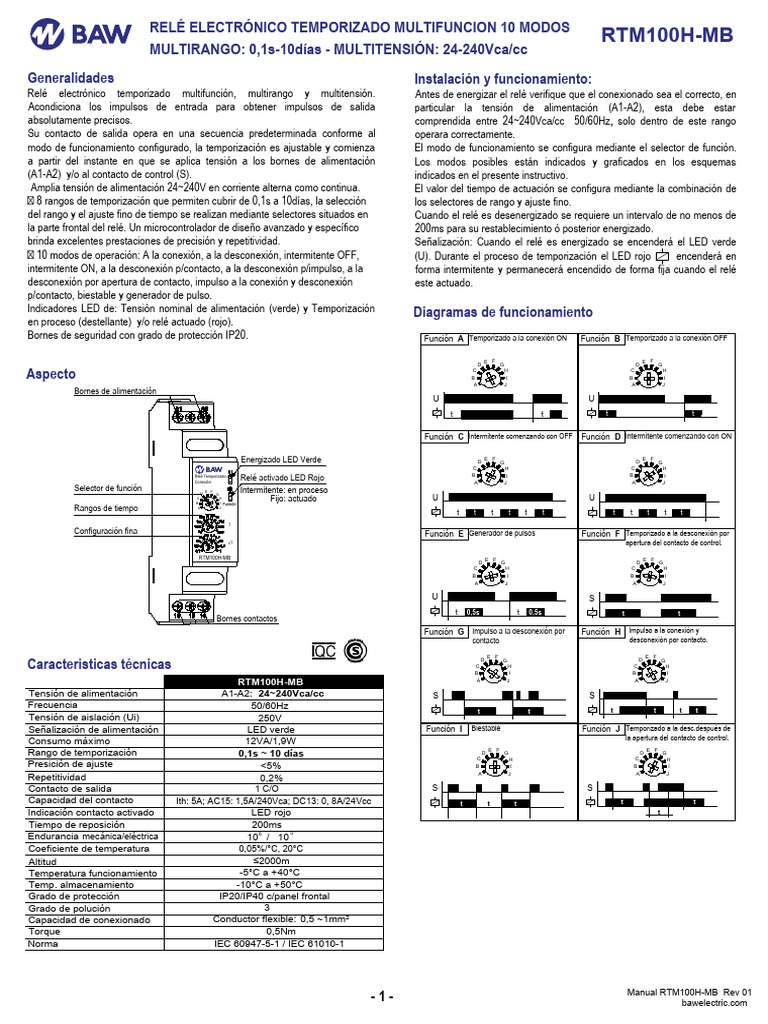Manual Relé Temporizado Rtm100h Mb Pdf Relé Diodo Emisor De Luz