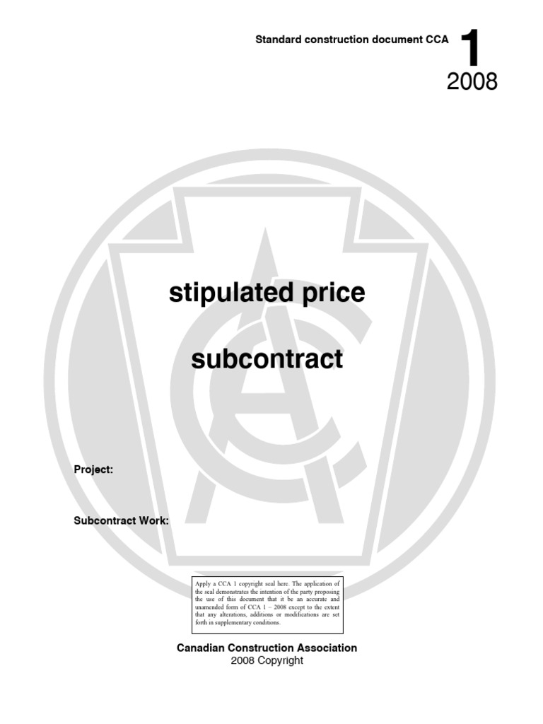 Cca1 2008 | PDF | Subcontractor | General Contractor