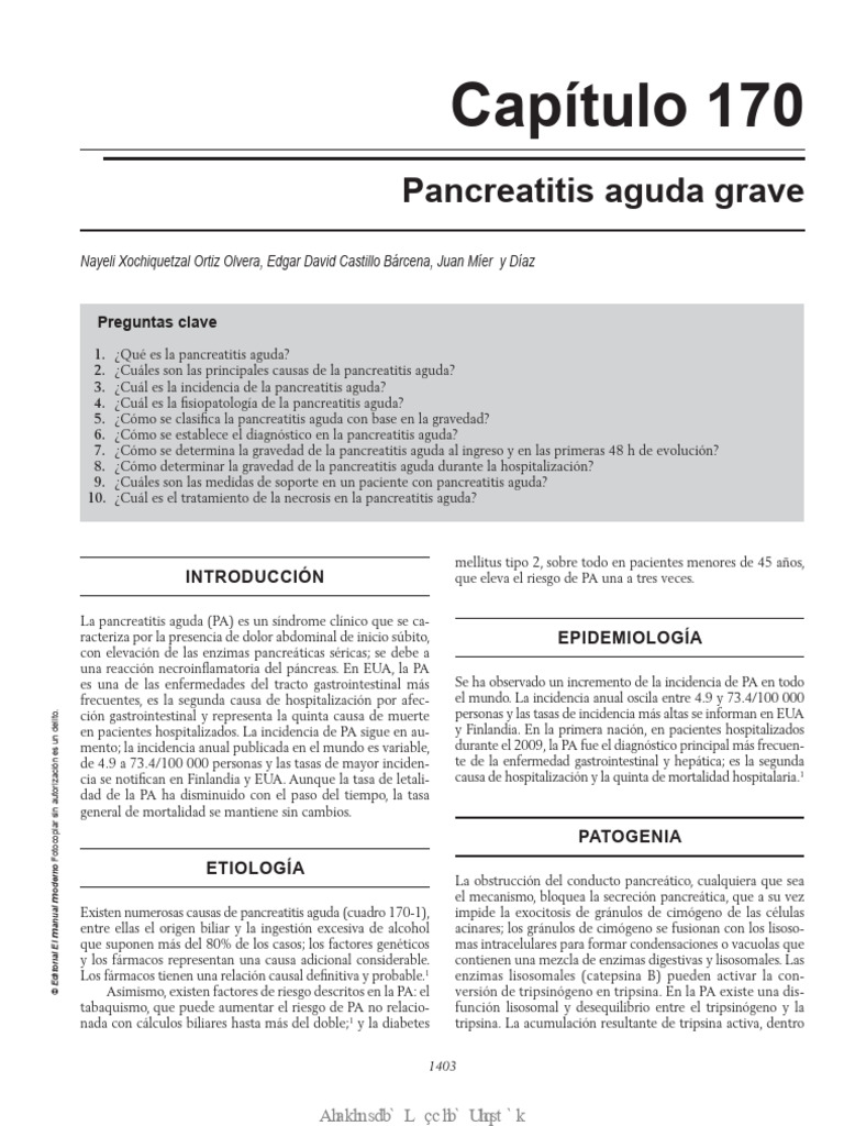 Pancreatitis Aguda: Causas y Diagnóstico | PDF | Proteína C-reactiva ...