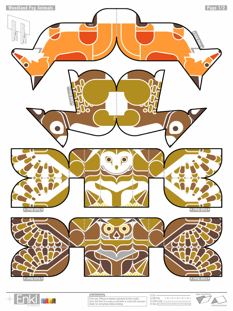 T ENK 001 Woodland Peg Animals Printable | PDF