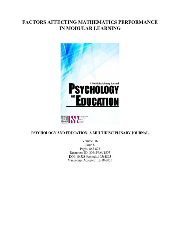 Factors Affecting Mathematics Performance in Modular Learning | PDF | Learning | Constructivism ...