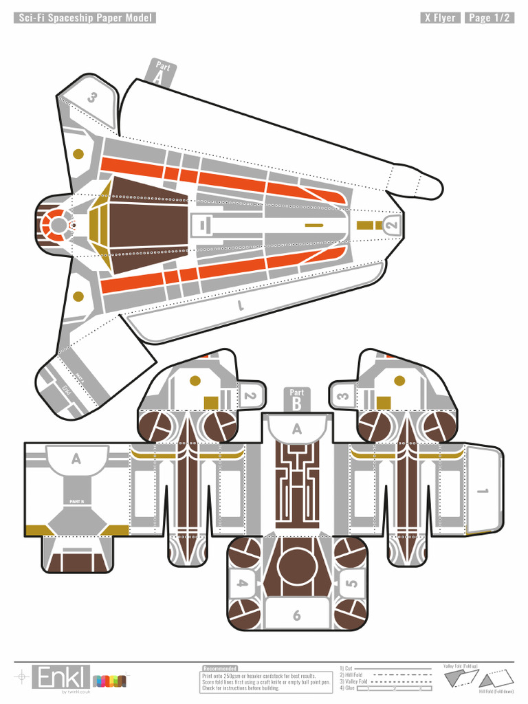 T ENK 003 Enkl Sci Fi Spaceship Paper Model Printables | PDF
