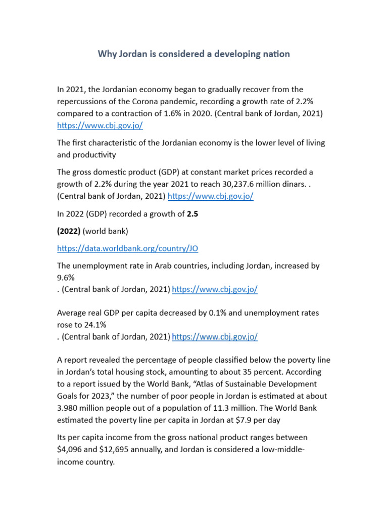 Jordan's Economic and Human Capital Overview | PDF | Economic Growth ...