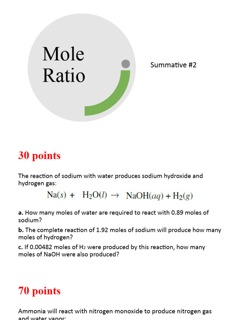 Mole Ratio - Summative Assessment #1 | PDF