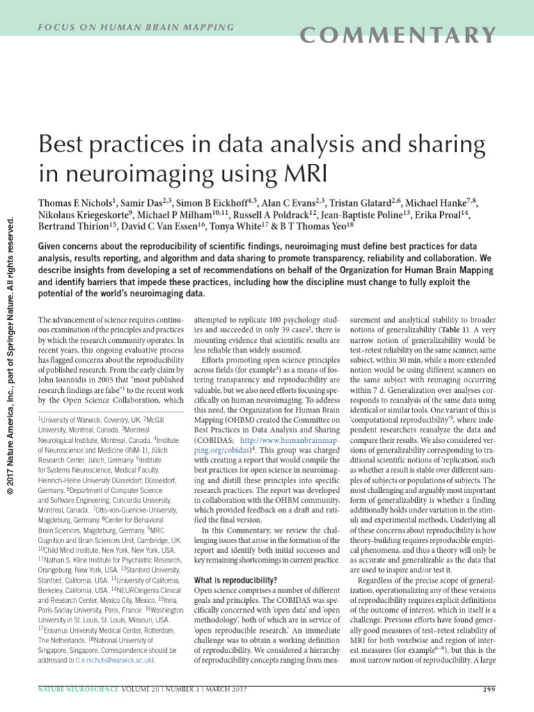 Nichols, T. Et Al - Best Practice in Data Analysis and Sharing in ...