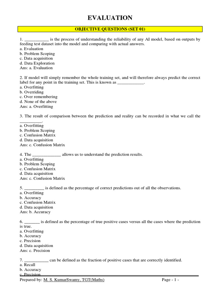 04 Evaluation Important Questions Answers | PDF