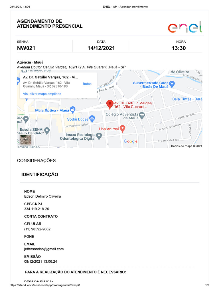 ENEL - SP - Agendar Atendimento | PDF