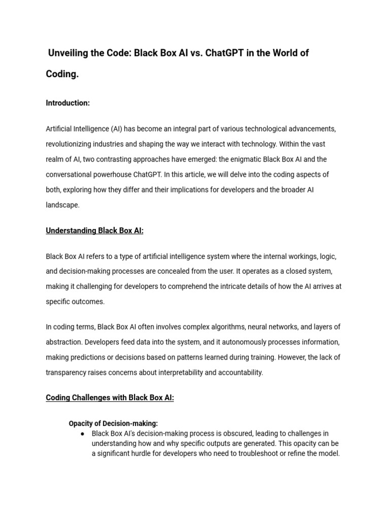 Chat GPT VS Blackbox | PDF | Artificial Intelligence | Intelligence (AI) & Semantics