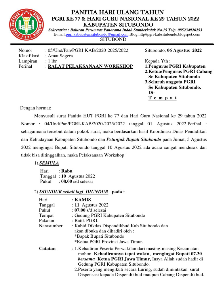 Ralat Pemberitahuan & Undangan Workshop 2022 | PDF