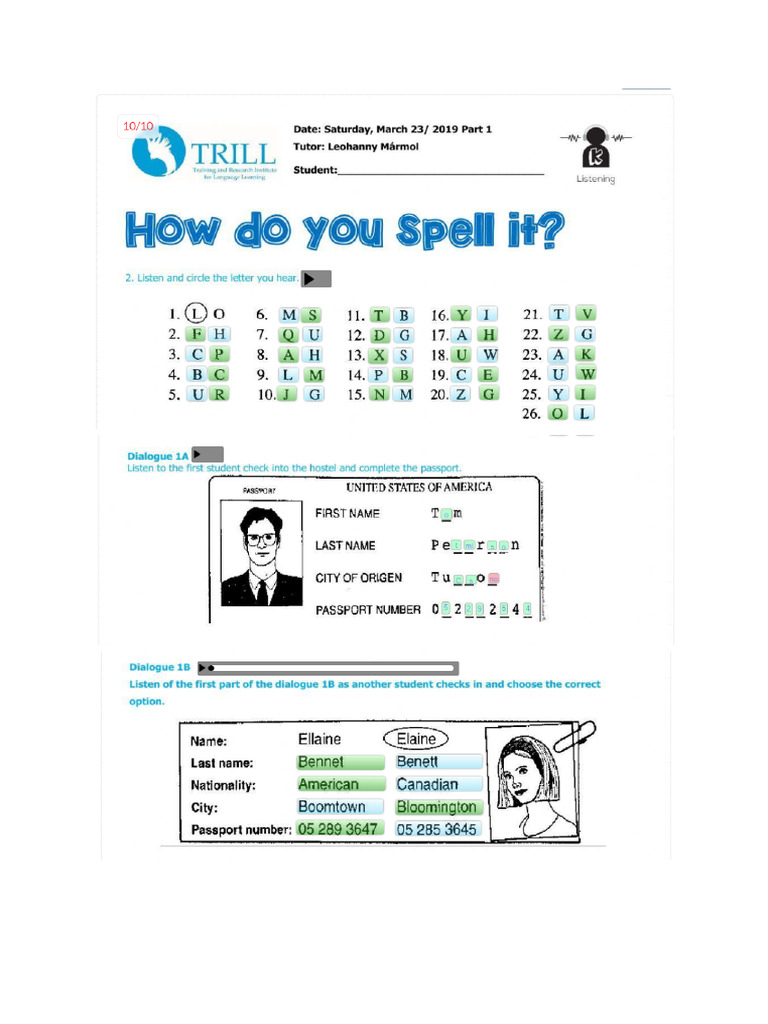 Practice of Spelling Names and Numbers | PDF