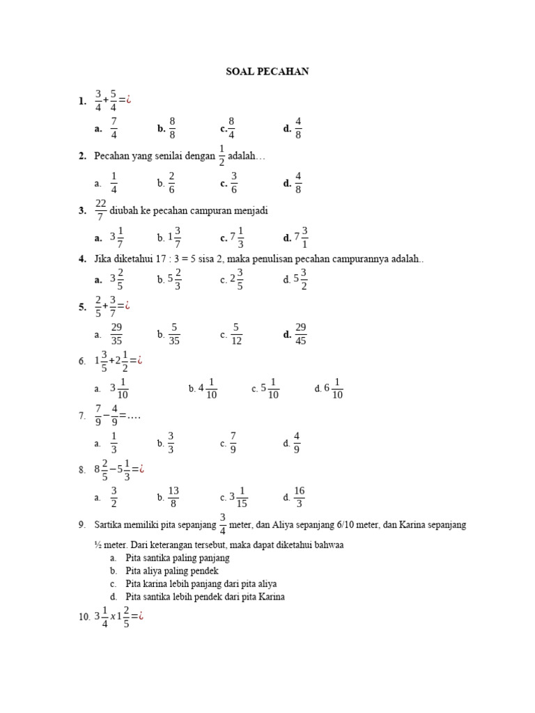 Soal Pecahan | PDF