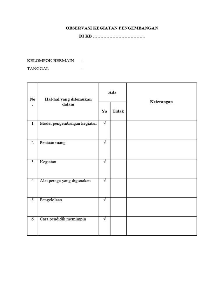 Format Observasi Dan Wawancara | PDF