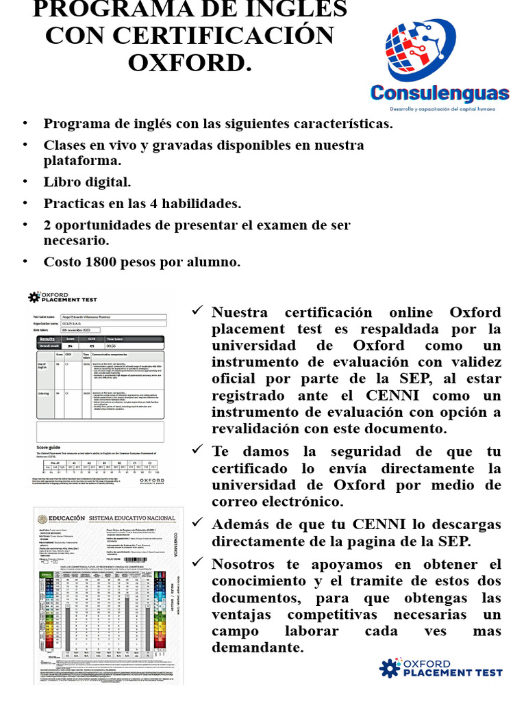 Programa de Inglés Con Certificación Oxford | PDF
