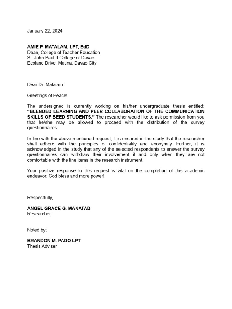 Permission Letter Sample | PDF