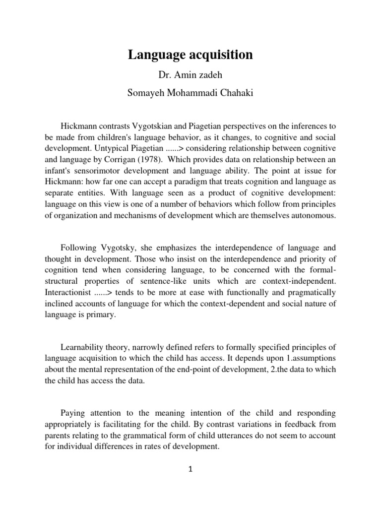 Language Acquisition | PDF | Cognitive Development | Cognition
