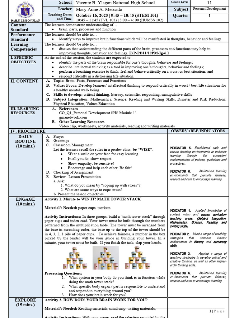Observation Plan | PDF | Learning | Thought